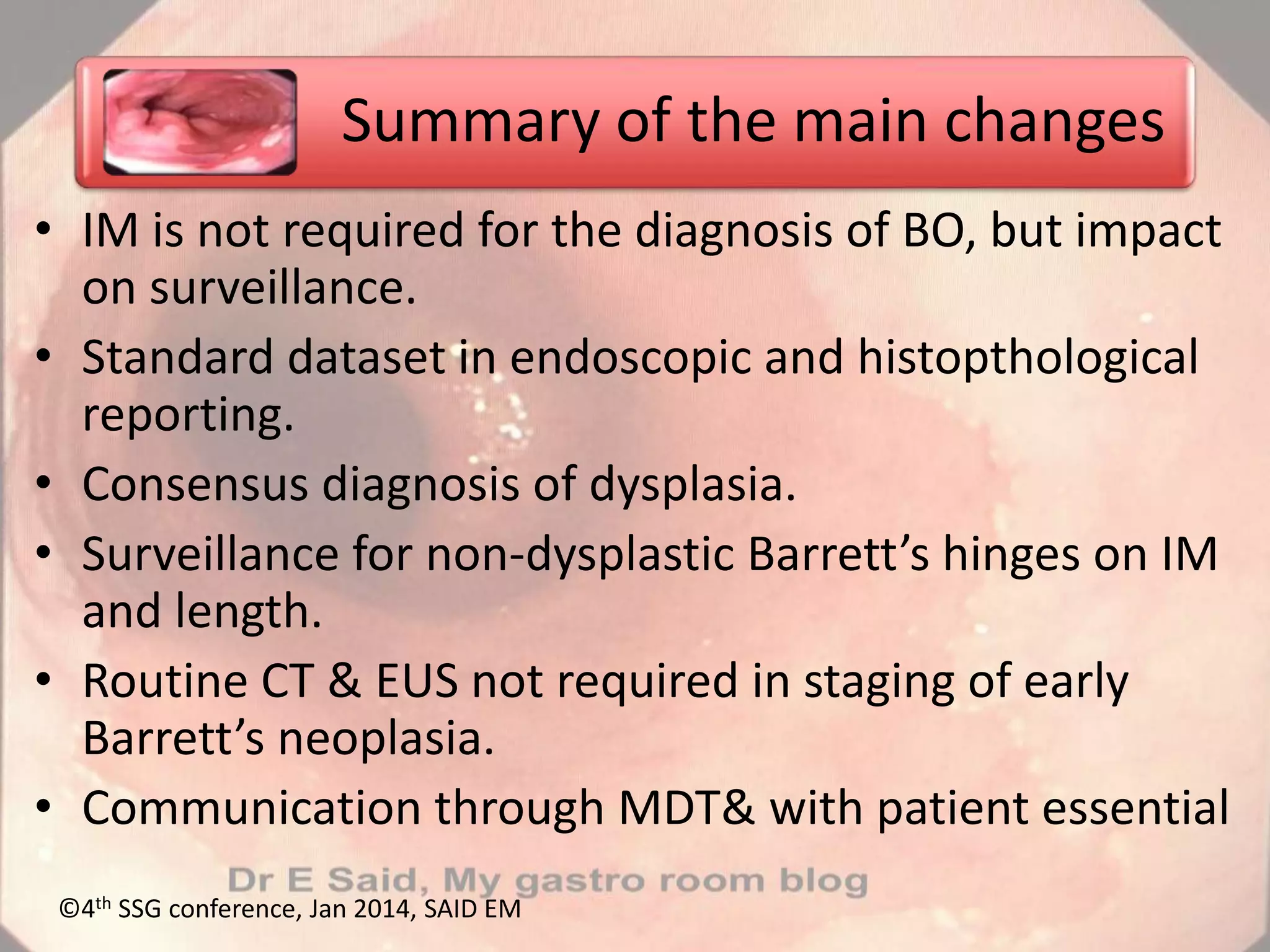 Barrett’s surveillance and early management of ca oesophagus | PPTX