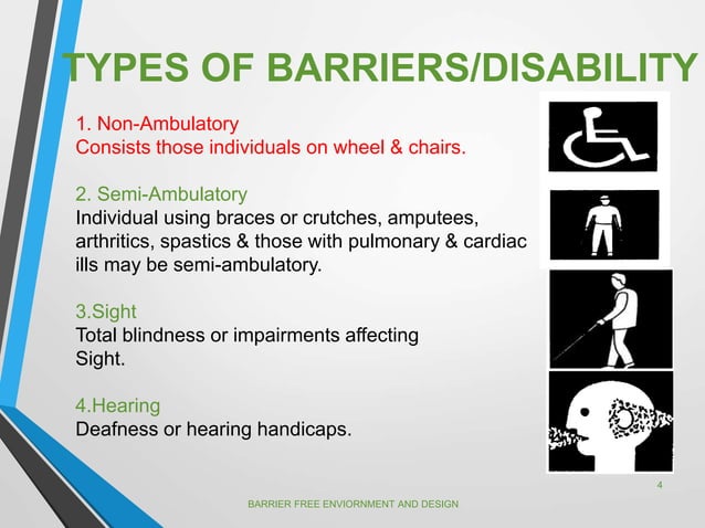 Barrier free enviornment and design | PPTX | Indoor Environmental ...