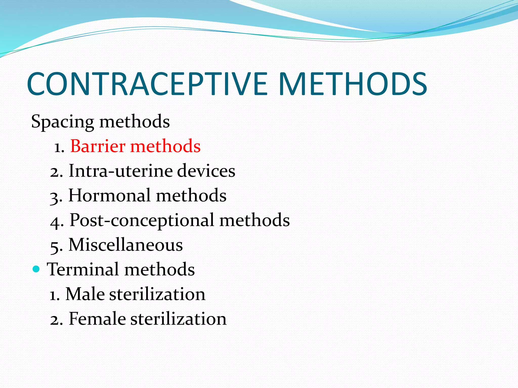 Barrier methods for Contraception | PPTX