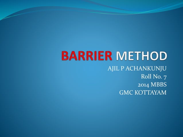 Barrier methods for Contraception | PPTX