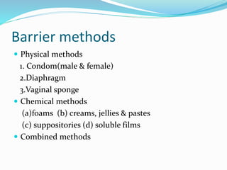 Barrier methods for Contraception | PPTX
