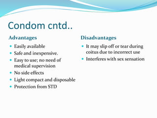 Barrier methods for Contraception | PPTX