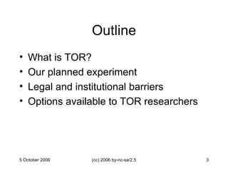 Barriers to TOR Research at UC Berkeley | PPT