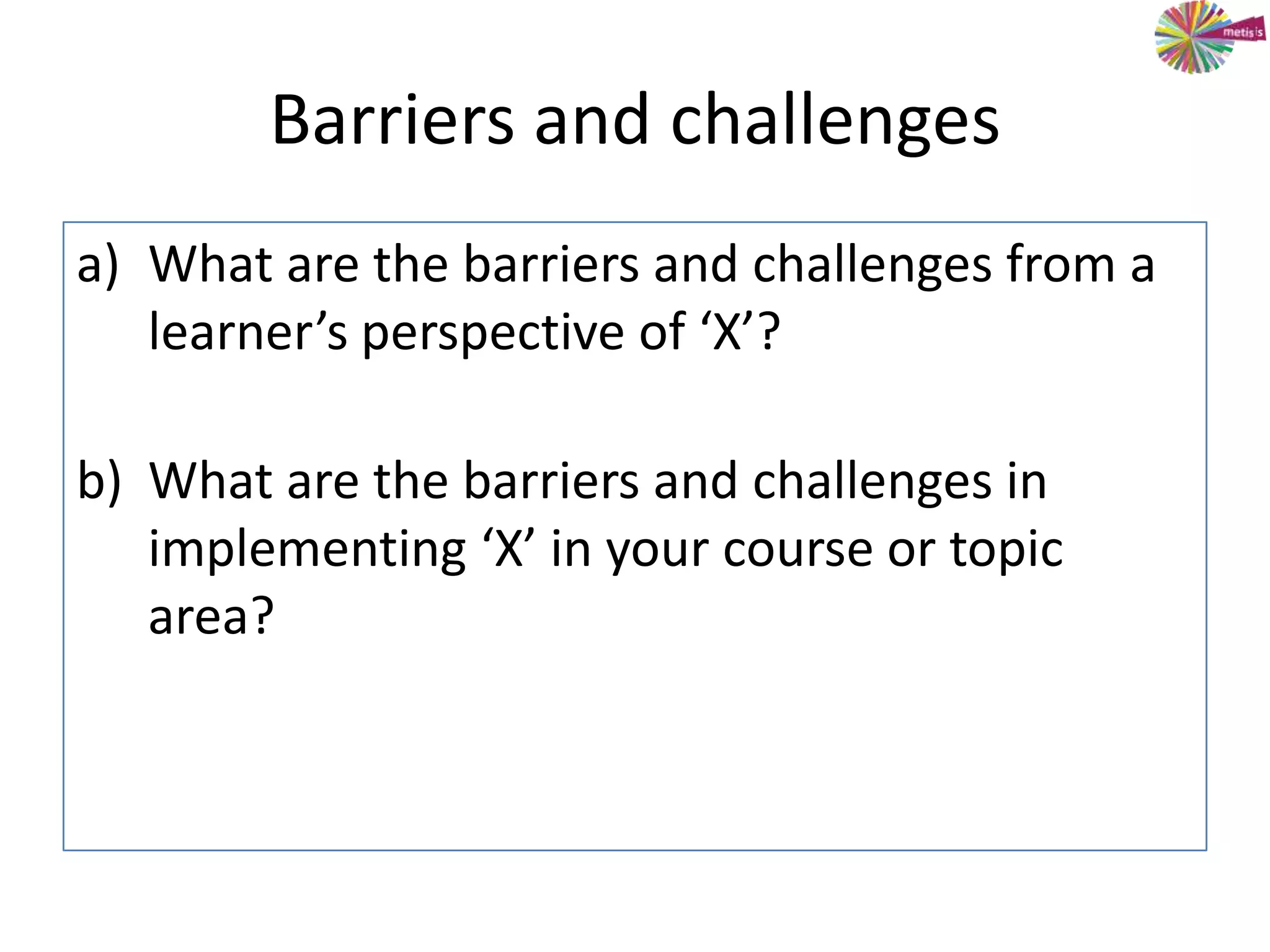 Barriers and challenges | PPTX