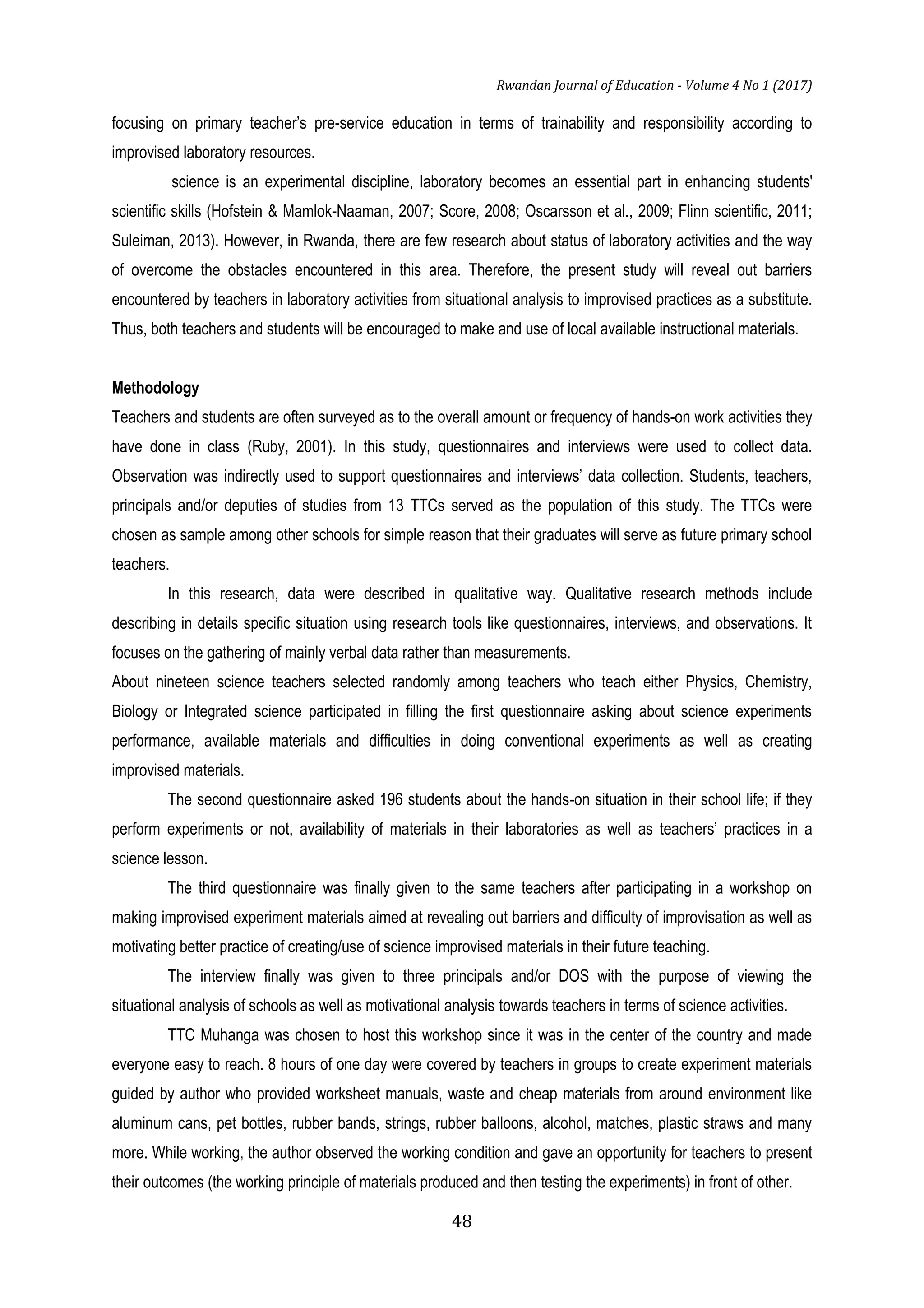 Barriers of science laboratory activities in rwanda | PDF