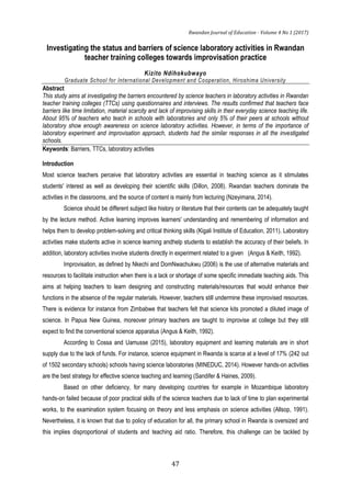 Barriers of science laboratory activities in rwanda | PDF