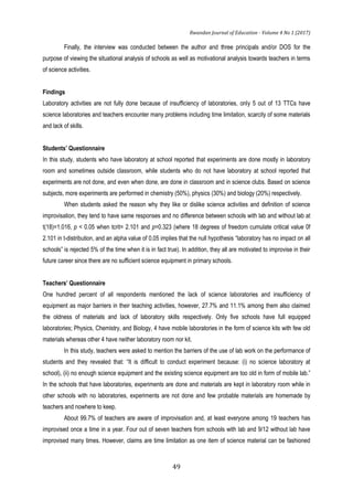 Barriers of science laboratory activities in rwanda | PDF