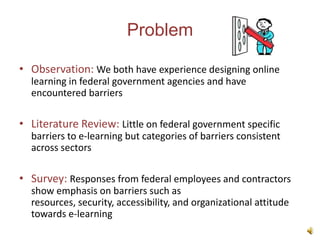 Barriers to eLearning in the Federal Government | PPT