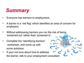 Barriers to employment | PPT