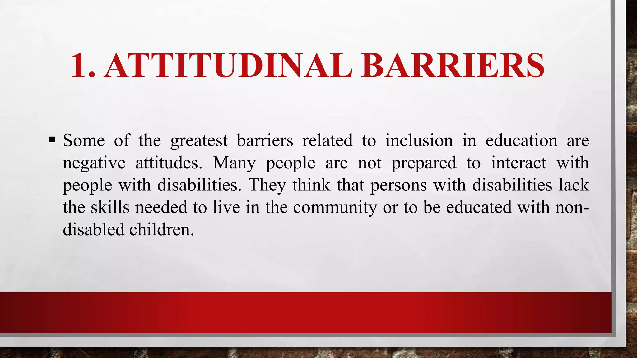 Barriers to inclusive education | PPTX