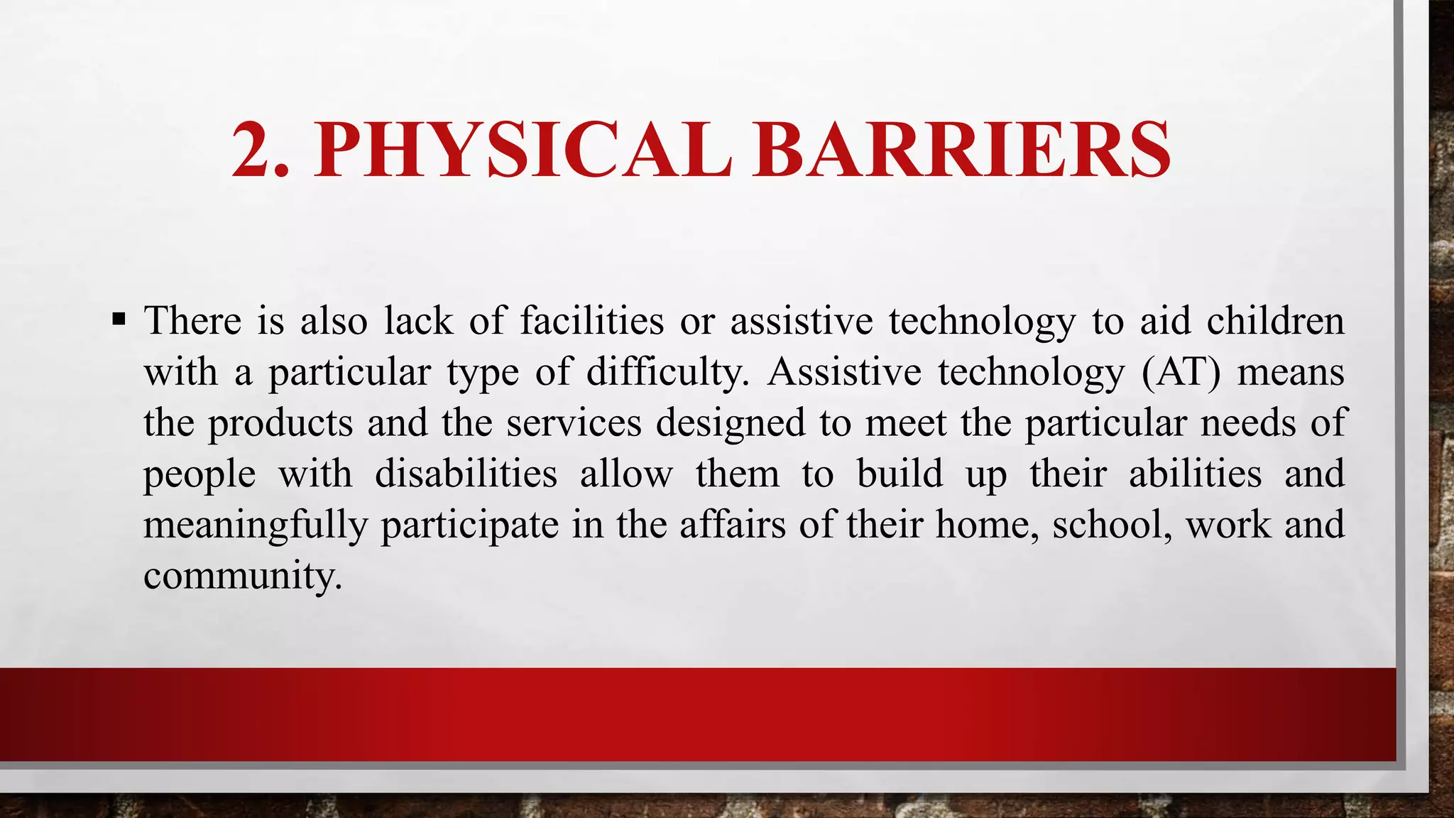 Barriers to inclusive education | PPTX