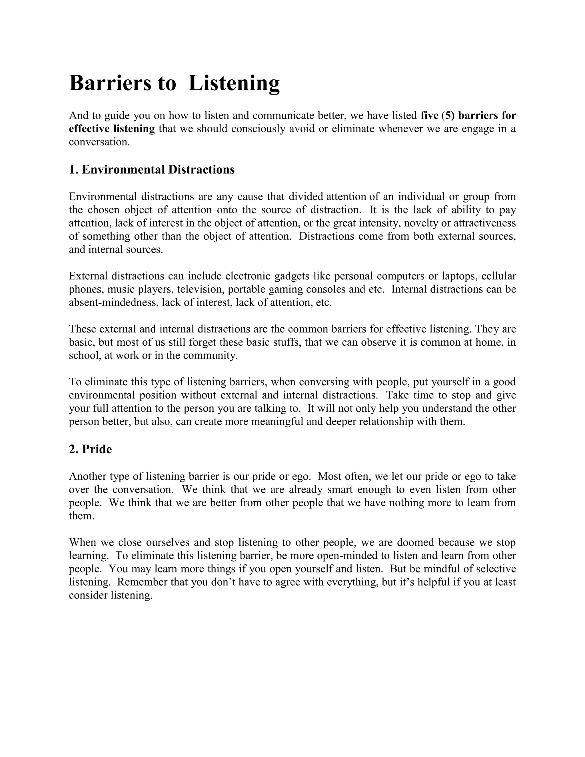 Barriers to listening | DOCX