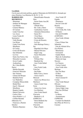 Barrios de Managua por distrito | PDF