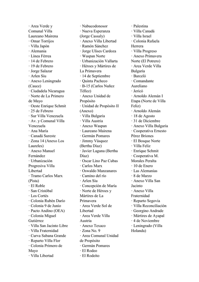 Barrios de Managua por distrito | PDF | South America Travel | Travel ...