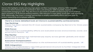 Review of Clorox ESG Policies and Metrics - Barron | PPTX