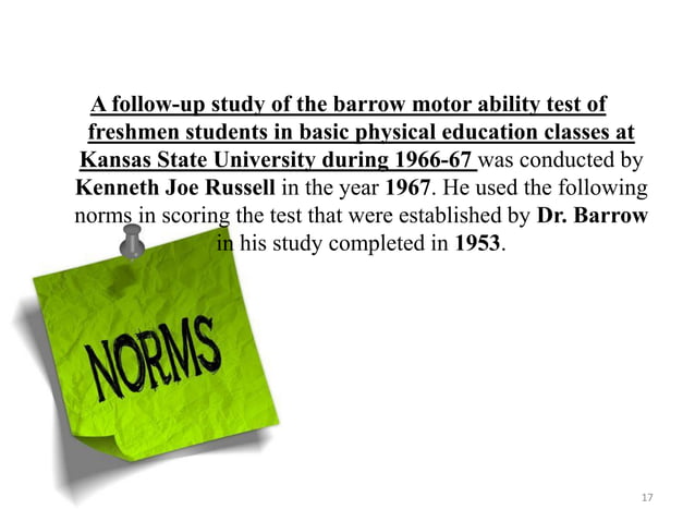 Barrow Motor Ability Test - TEST, MEASUREMENT AND EVALUATION IN ...