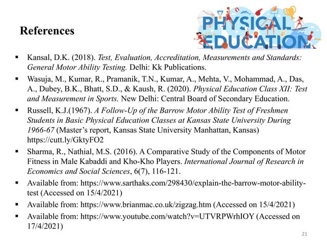 Barrow Motor Ability Test - TEST, MEASUREMENT AND EVALUATION IN ...