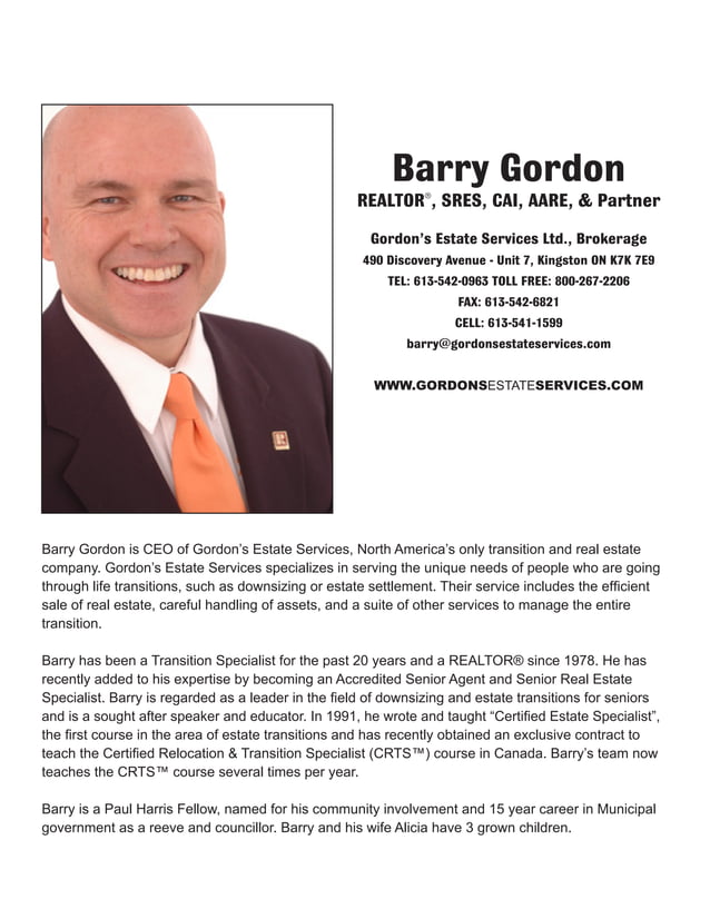 Barry Gordon Resume | PDF | Real Estate Industry | Industries