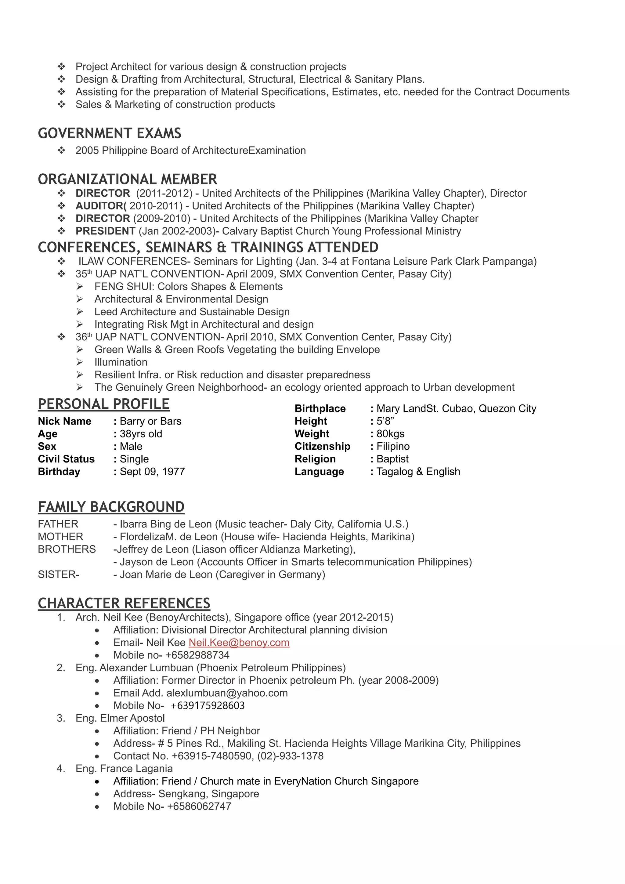 Barry de leon cv 2016 | PDF | Drawing and Sketching | Arts and Crafts