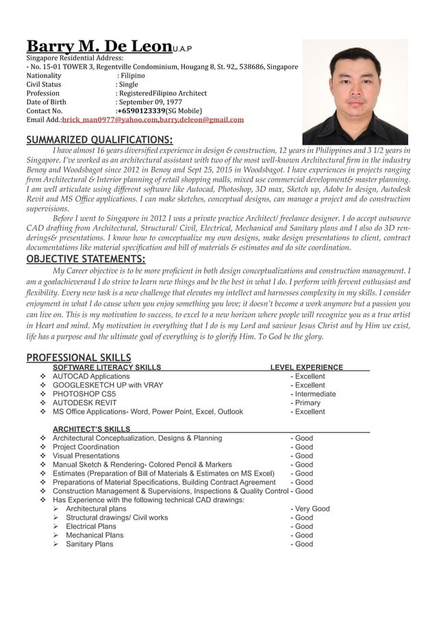 Barry de leon cv 2016 | PDF | Drawing and Sketching | Arts and Crafts