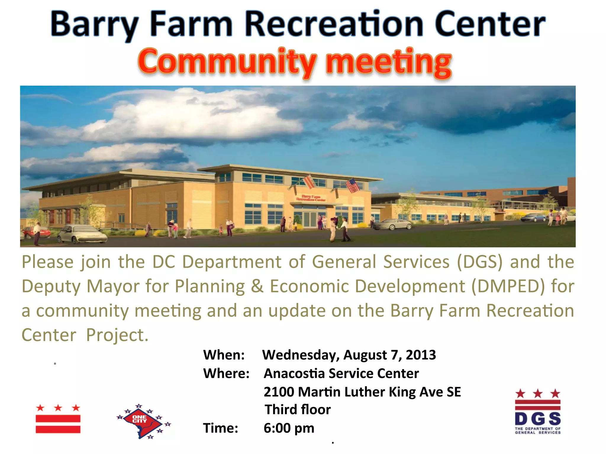 Barry Farms Community Meeting Flyer (August 7th) | PDF