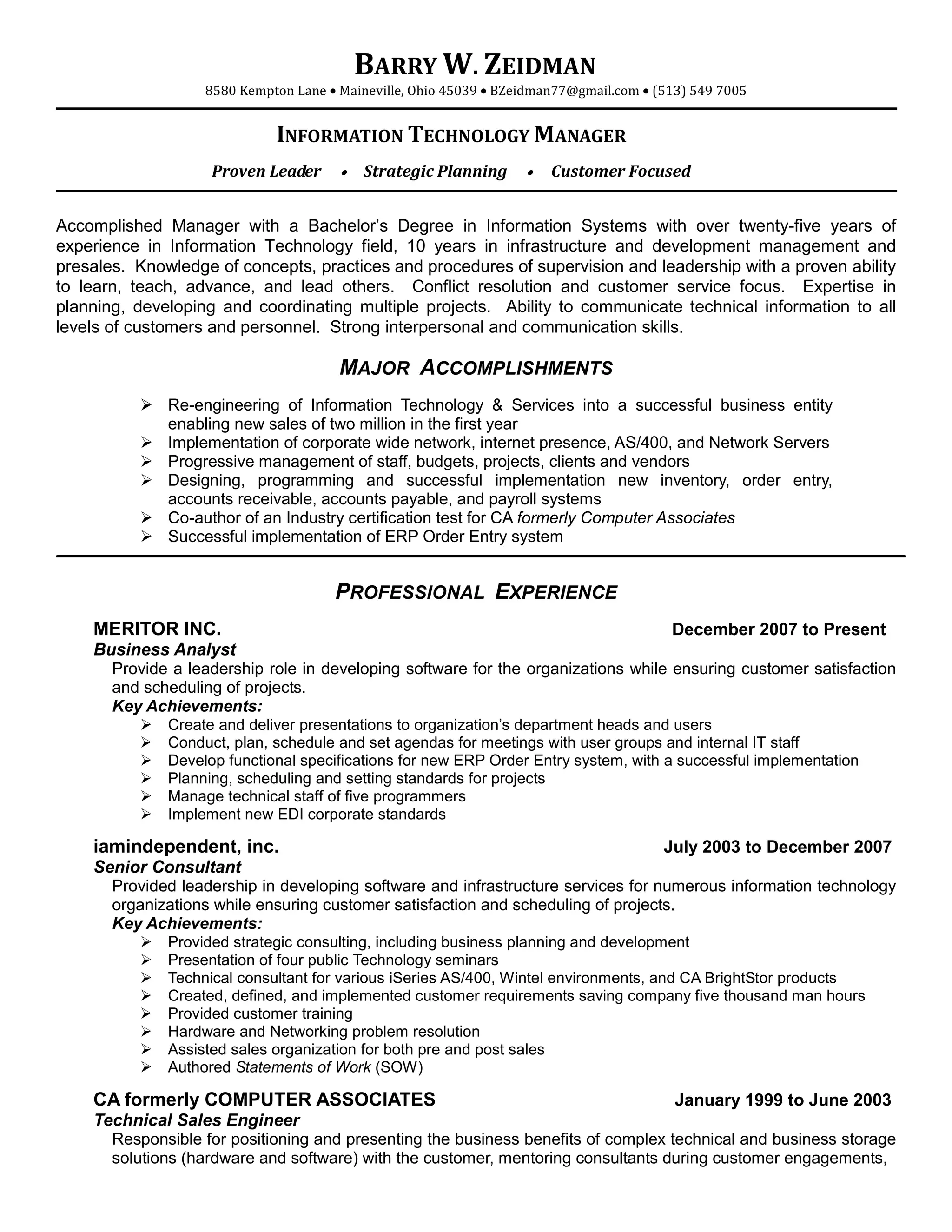 Barry Zeidman Resume | PDF