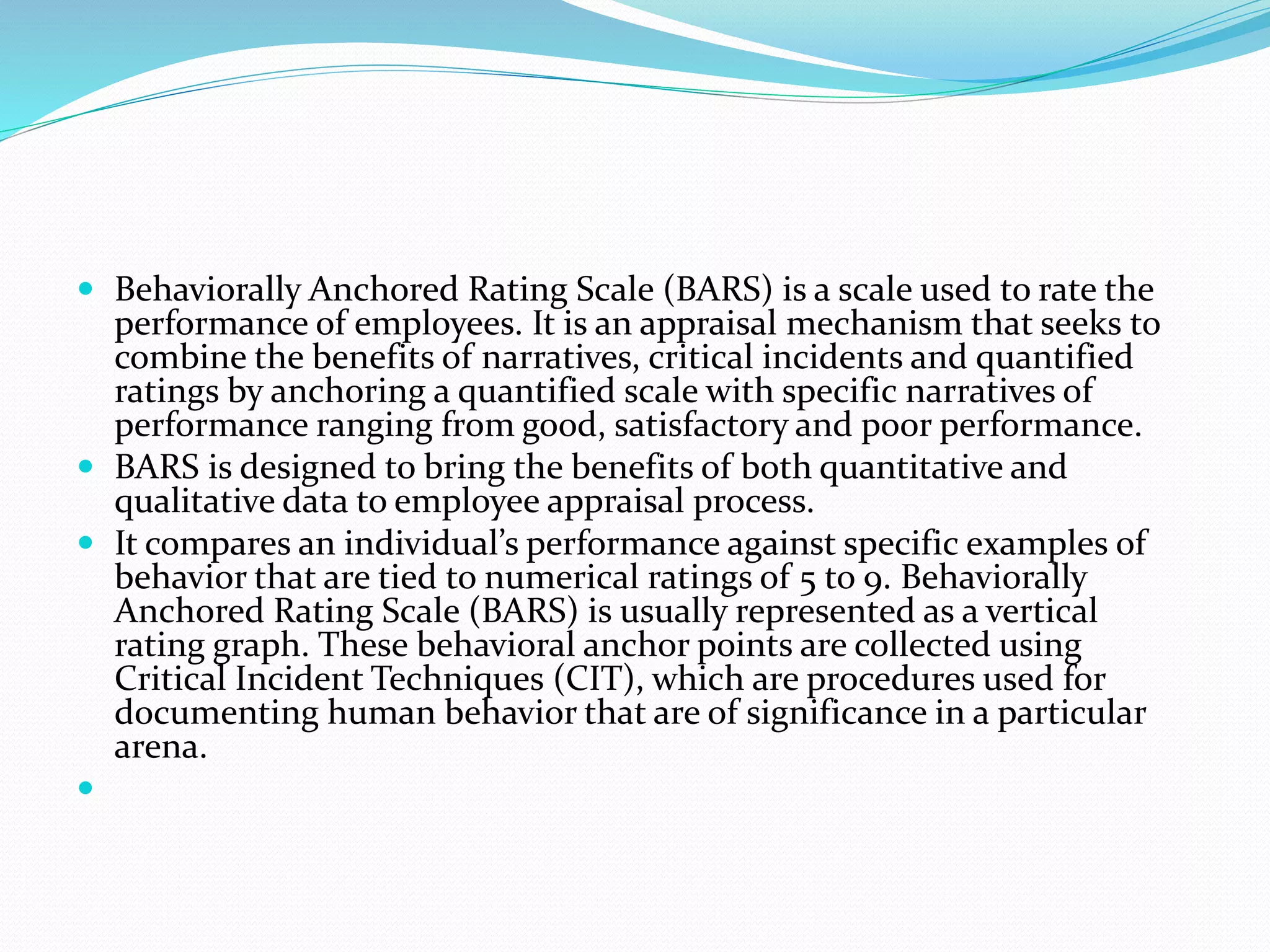 Bars - Behaviourally Anchored Rating Scales | PPT