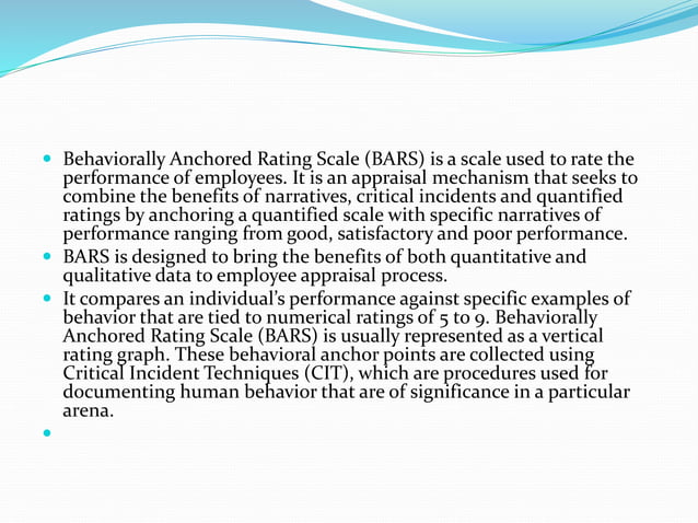 Bars - Behaviourally Anchored Rating Scales | PPT