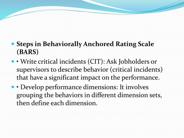 Bars - Behaviourally Anchored Rating Scales | PPT