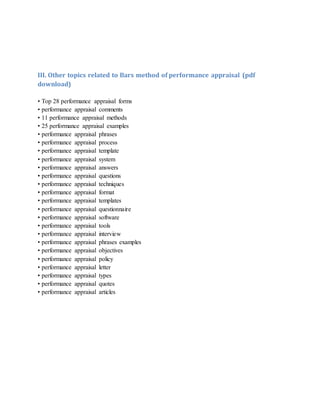 Bars method of performance appraisal | DOCX