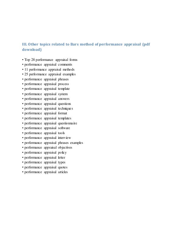 Bars Method Of Performance Appraisal bars-method-of-performance-appraisal