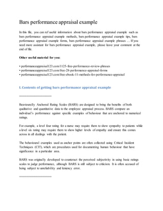 Bars performance appraisal example | DOCX