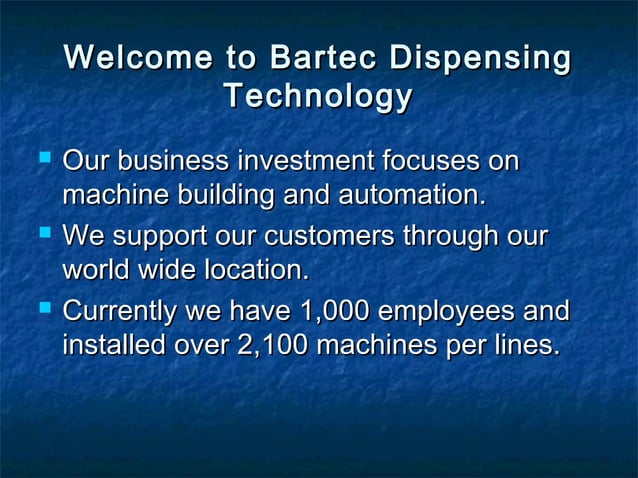 Bartec Dispensing Technology | PPT