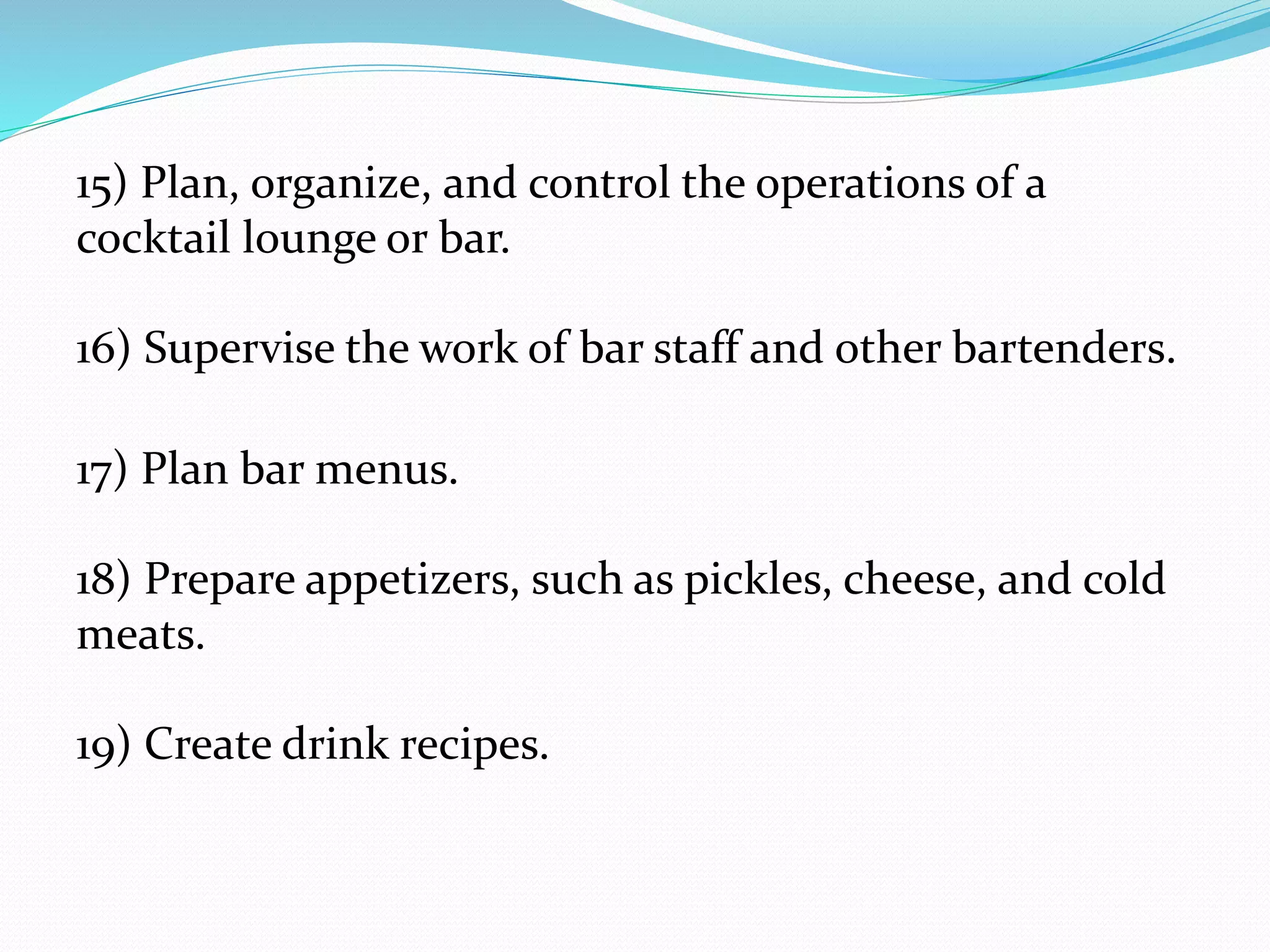 Bartender duties and obligations | PPTX