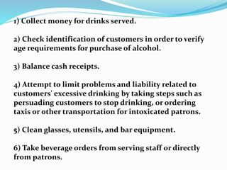 Bartender duties and obligations | PPTX