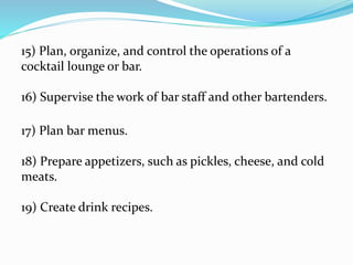 Bartender duties and obligations | PPTX