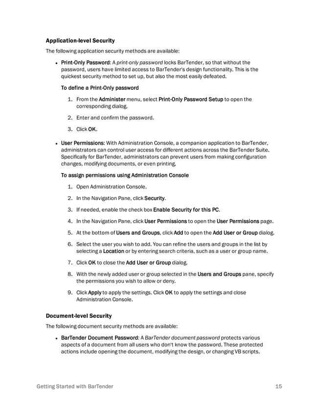 Bar tender manual | PDF | Operating Systems | Computer Software and Applications