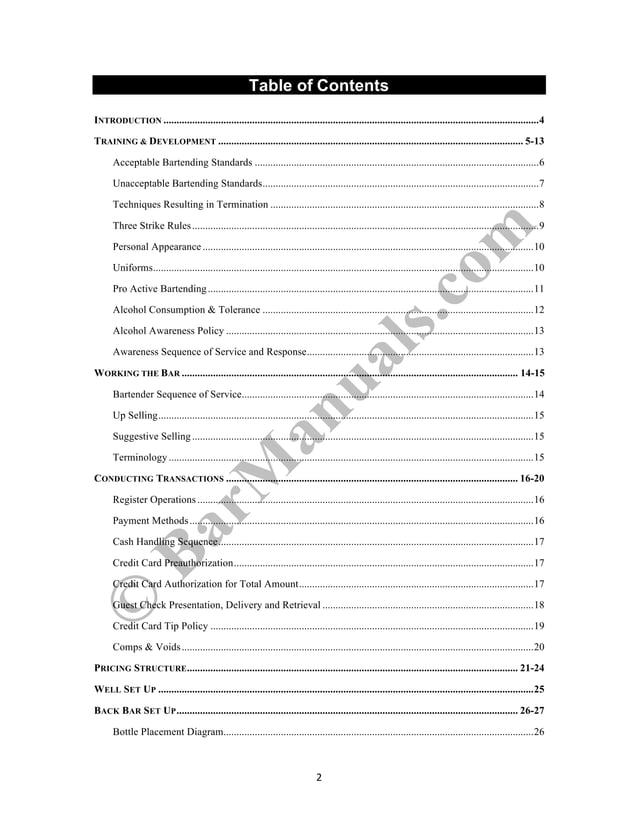 Manual de Entrenamiento para Bartenders | PDF