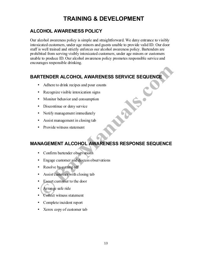 Bartender Training Manual