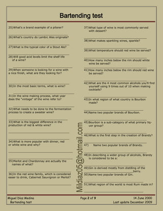 Bartending testing | PDF