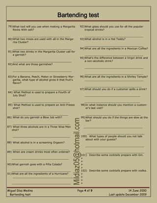 Bartending testing | PDF