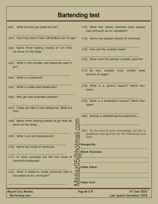 Bartending testing | PDF