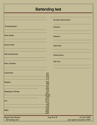 Bartending testing | PDF
