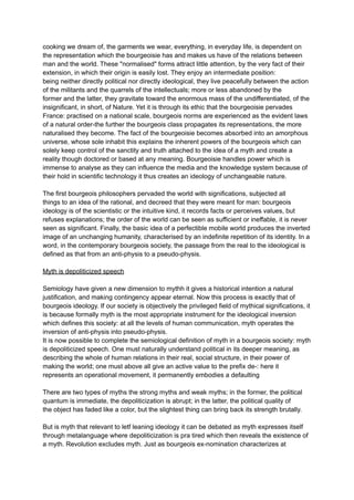 Barthes on Myth which is in a constant form of change. | PDF