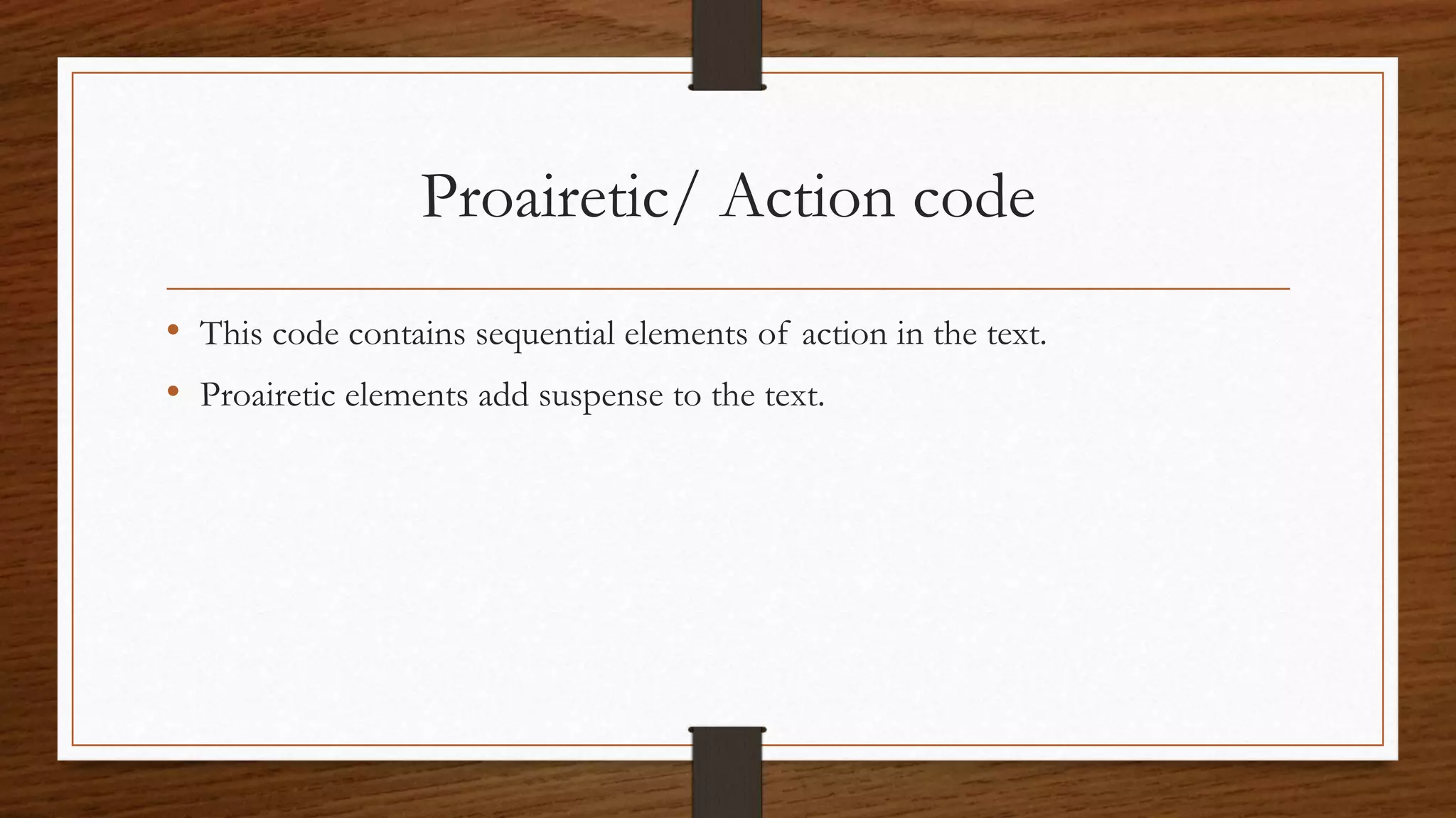 Barthes 5 narrative codes | PPTX