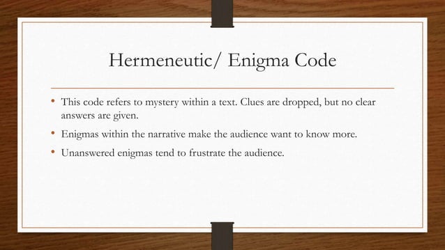 Barthes 5 narrative codes | PPTX