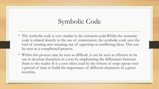 Barthes 5 narrative codes | PPTX