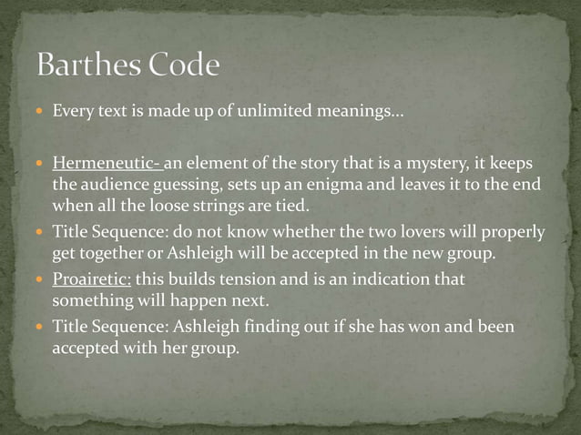 Barthes code | PPT