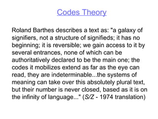 Barthes codes theory | PPT