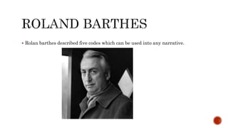 Barthes enigma codes | PPTX